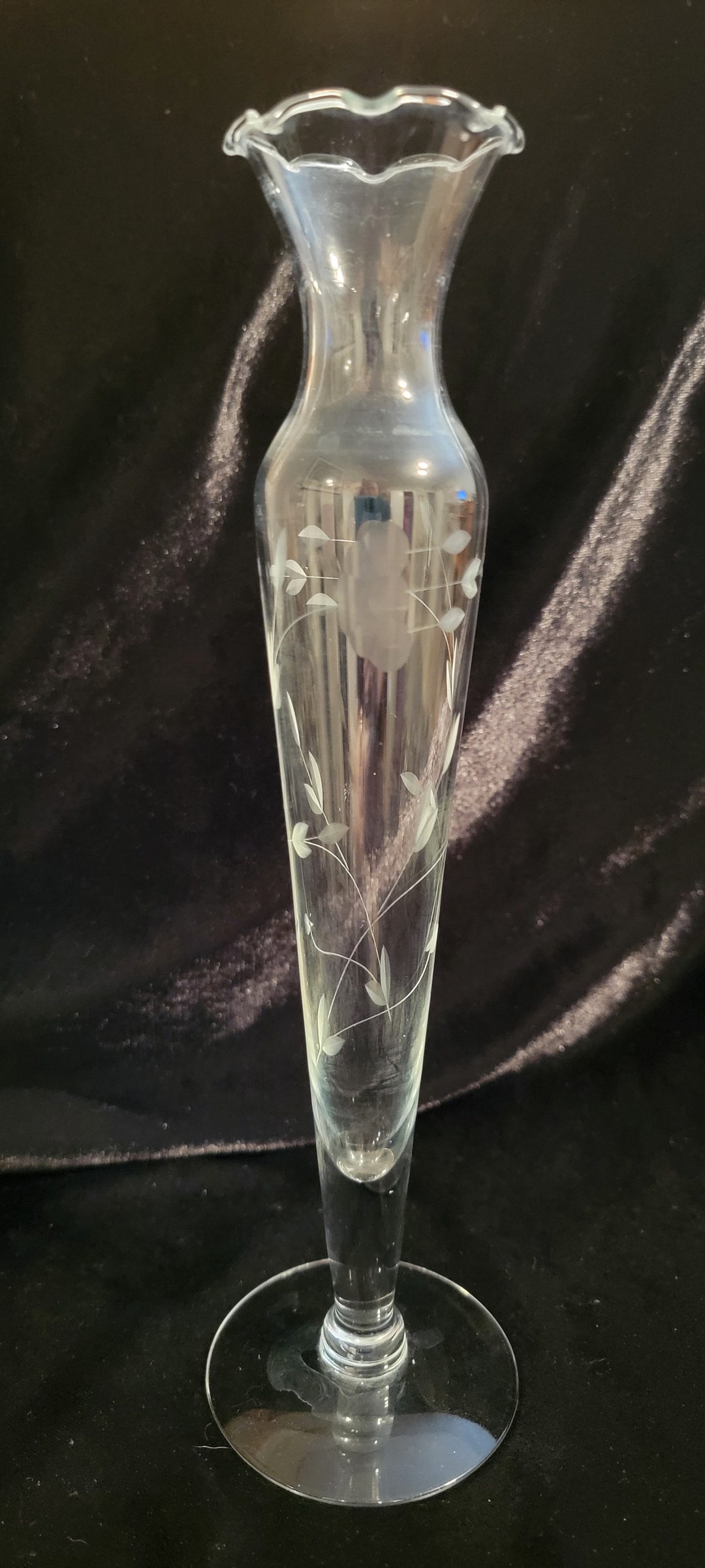 Princess House Crystal Heritage Bud Vase With Ruffled Top - Etsy