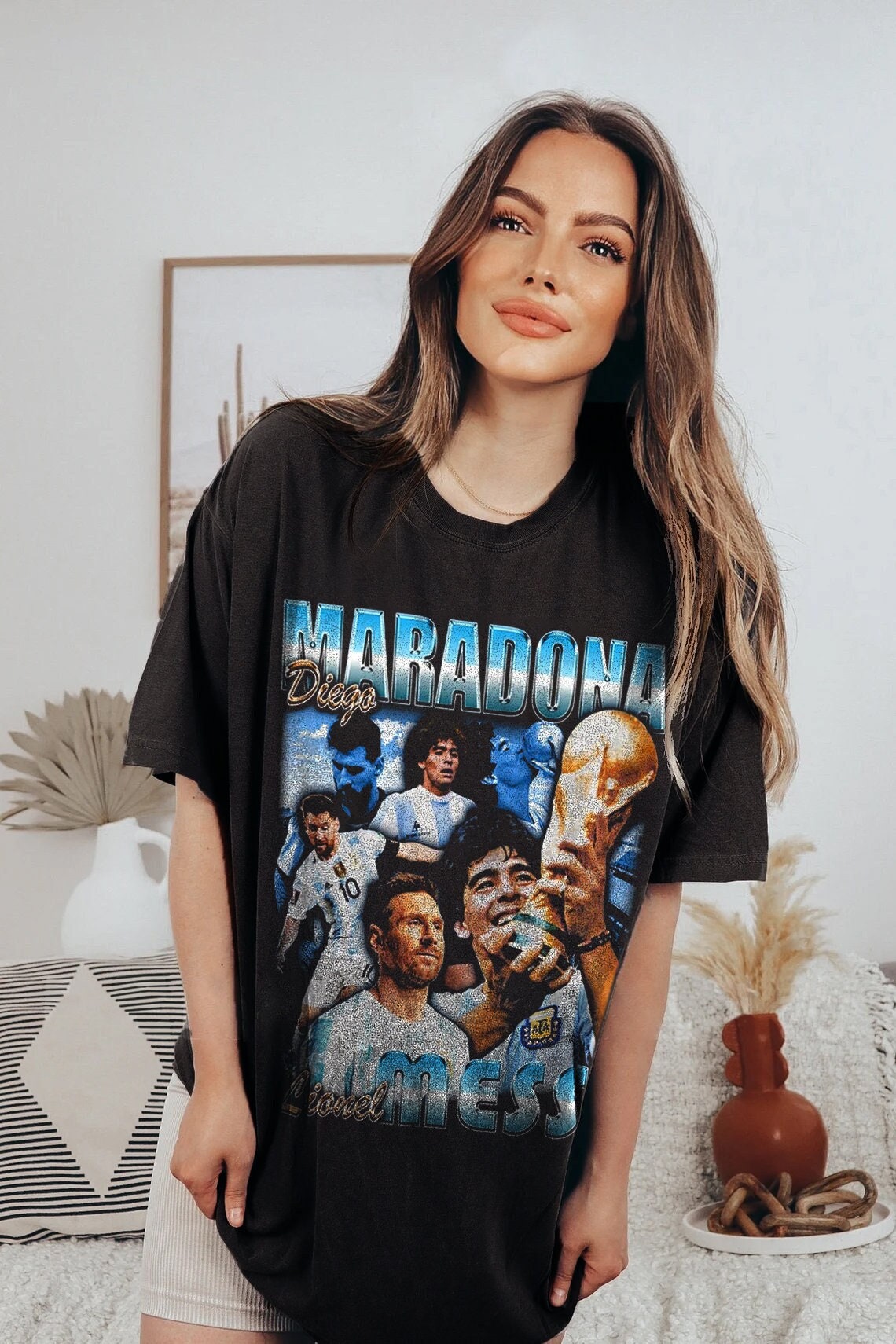 Lionel Messi Diego Maradona 90s Vintage Shirt, Argentina Legends Shirt ...