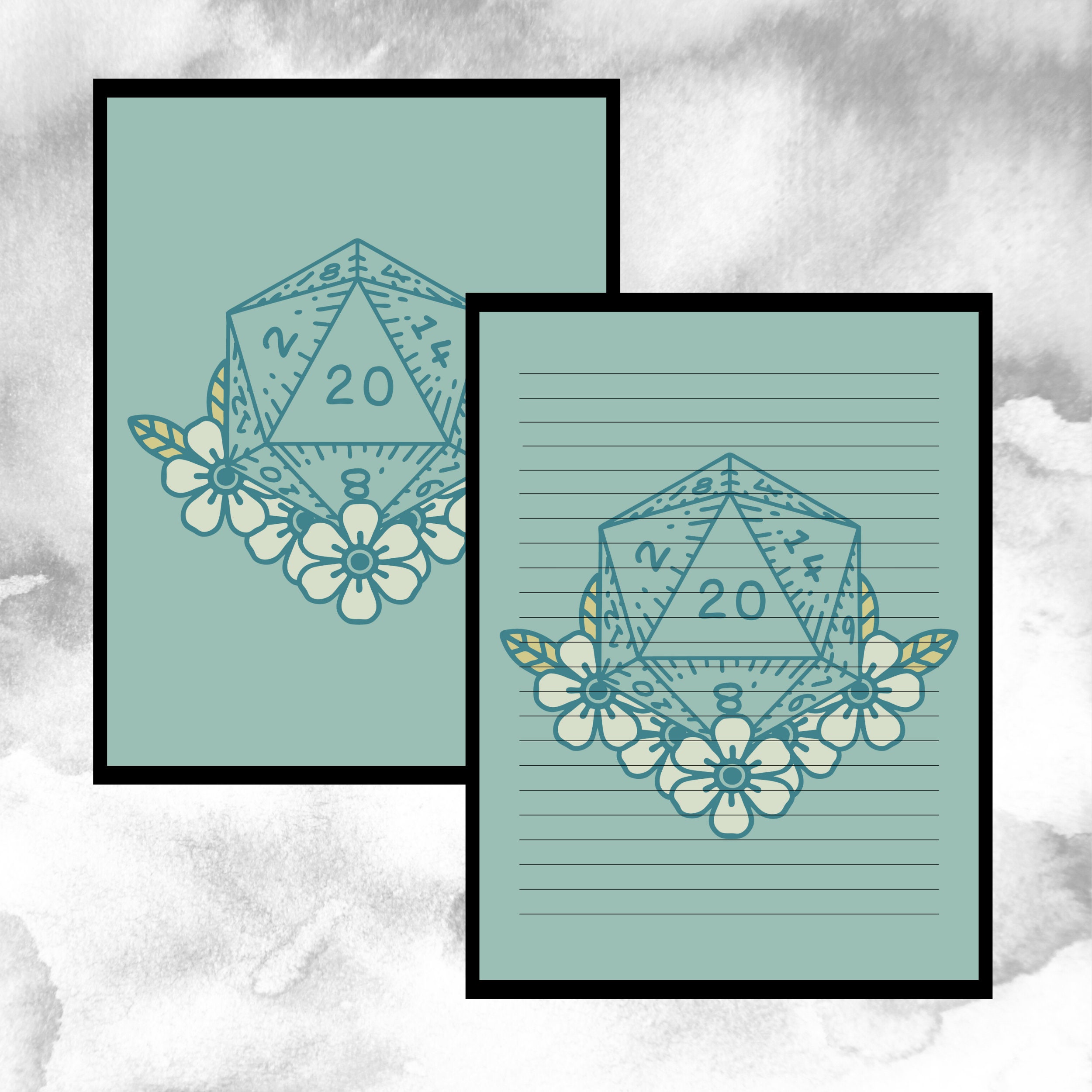 D&D D20 Stationary Line and Blank Pages 8 Different Designs - Etsy