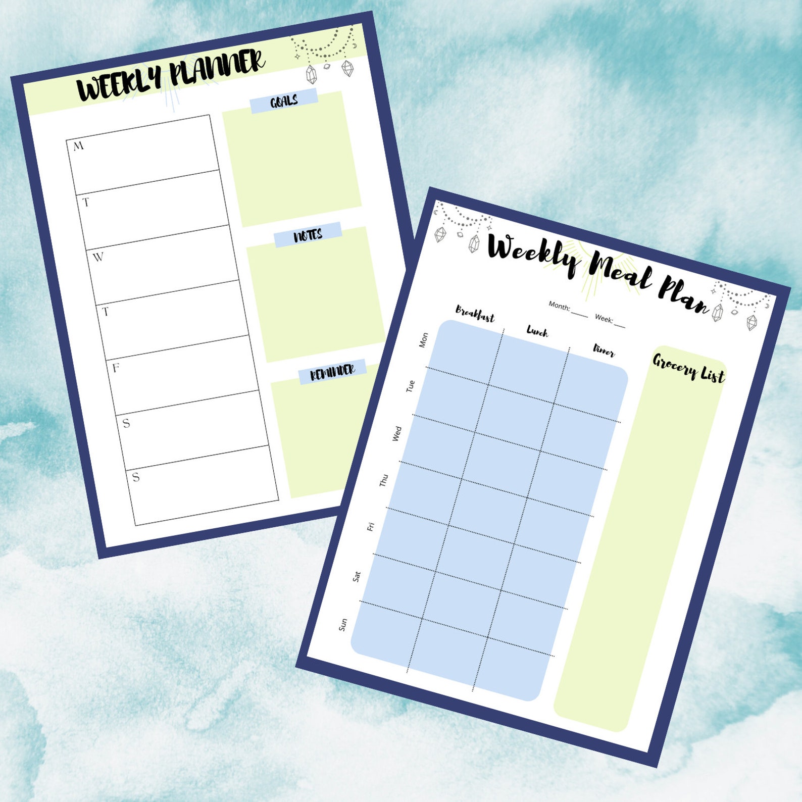 Undated Monthly and Weekly Planner Digital Download, Monthly Calendar ...