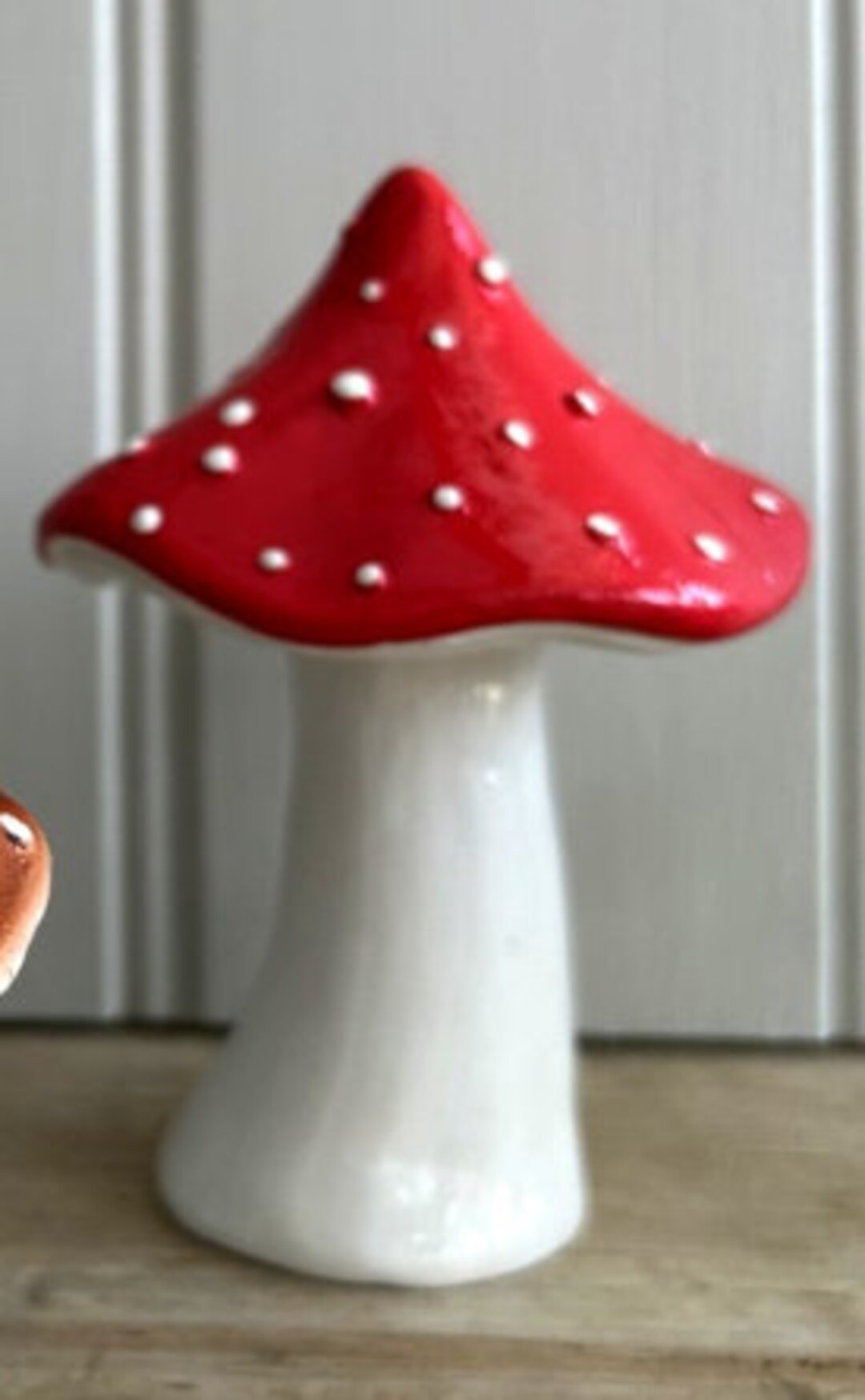 Ornamental Ceramic Toadstools / Mushrooms 10cm Red With 3D White Spots - Etsy