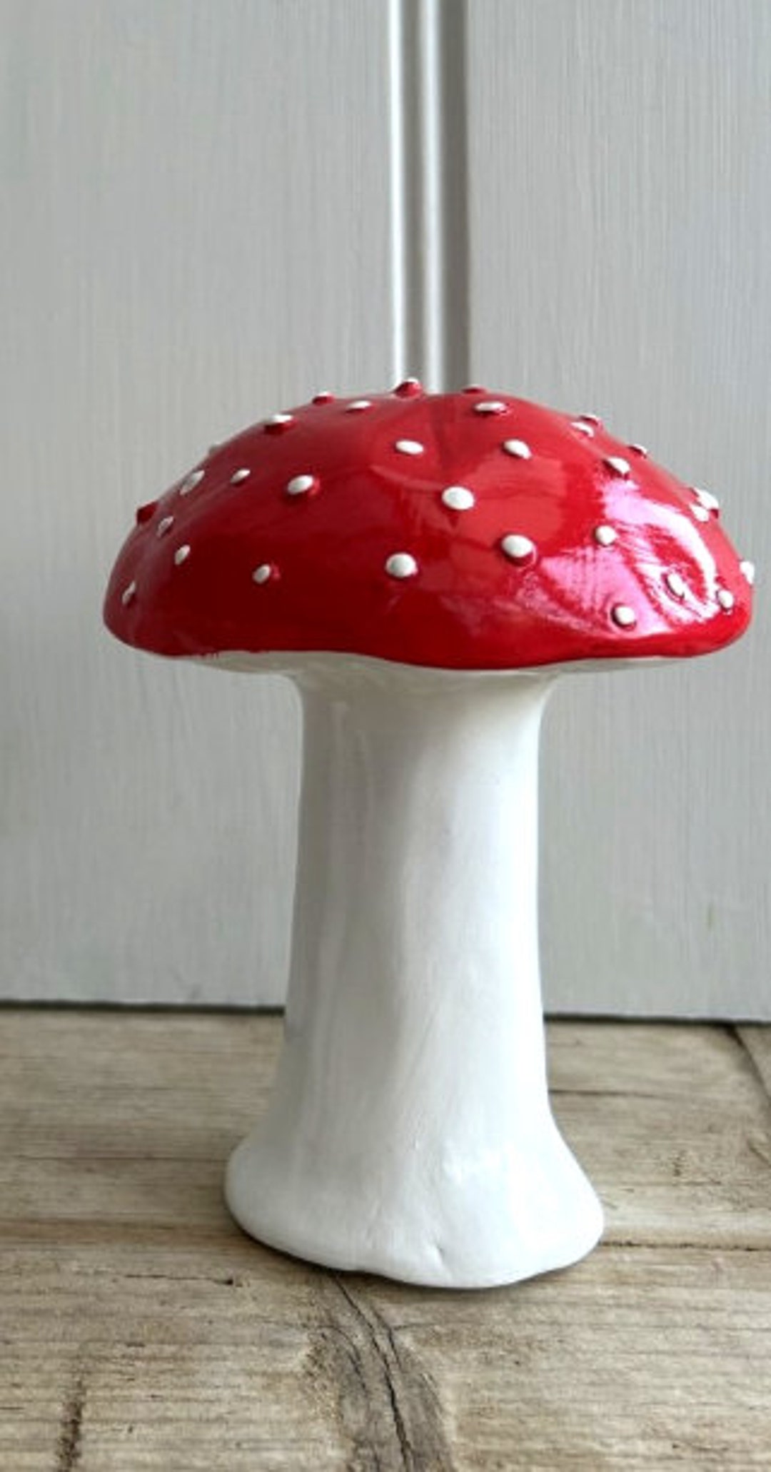 Ornamental Ceramic Toadstools / Mushrooms 13cm Red With 3D - Etsy