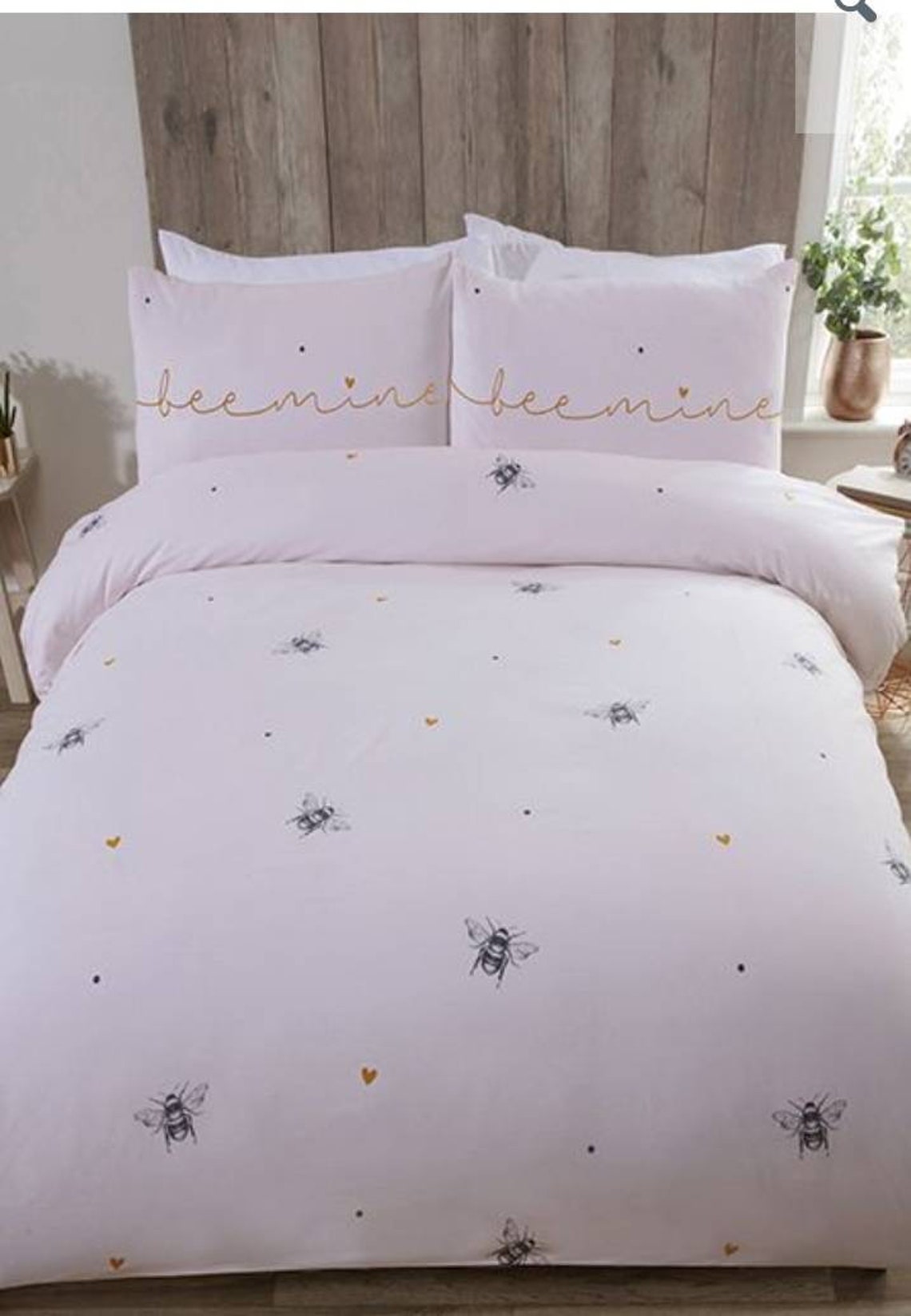 Bee Mine Single. Features Delicate Bees and Hearts on a Subtle Pink ...