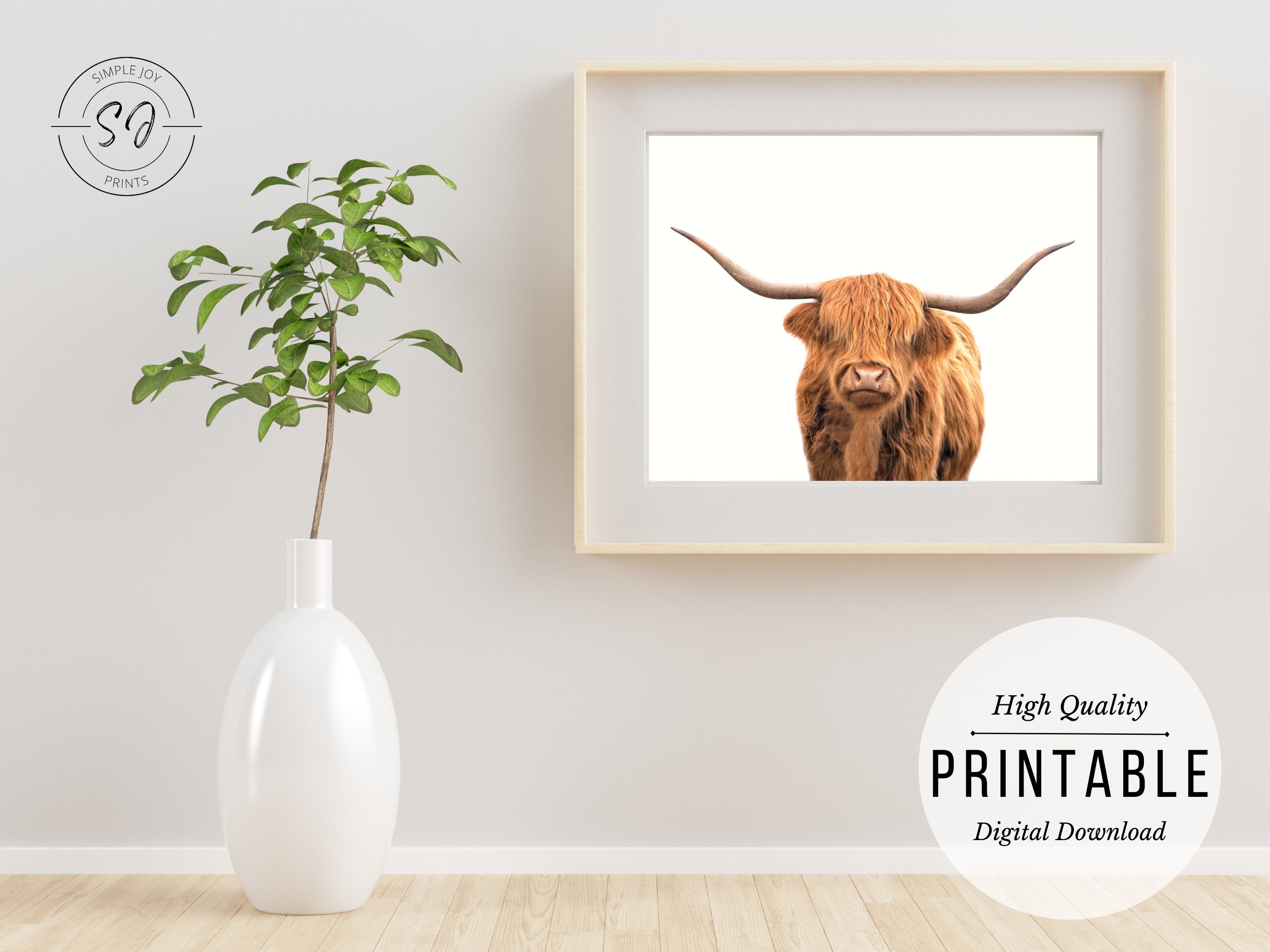 Highland Cow Printable, Highland Cow Print, Printable Wall Art, Modern ...