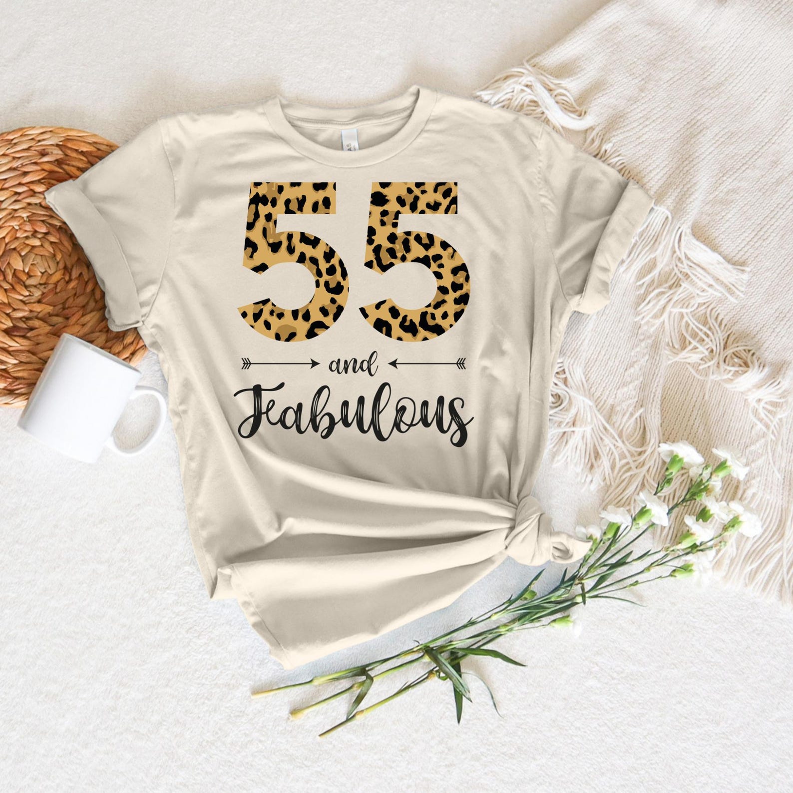 55 and Fabulous Shirt, 55th Birthday Shirt, Leopard 55th Birthday ...