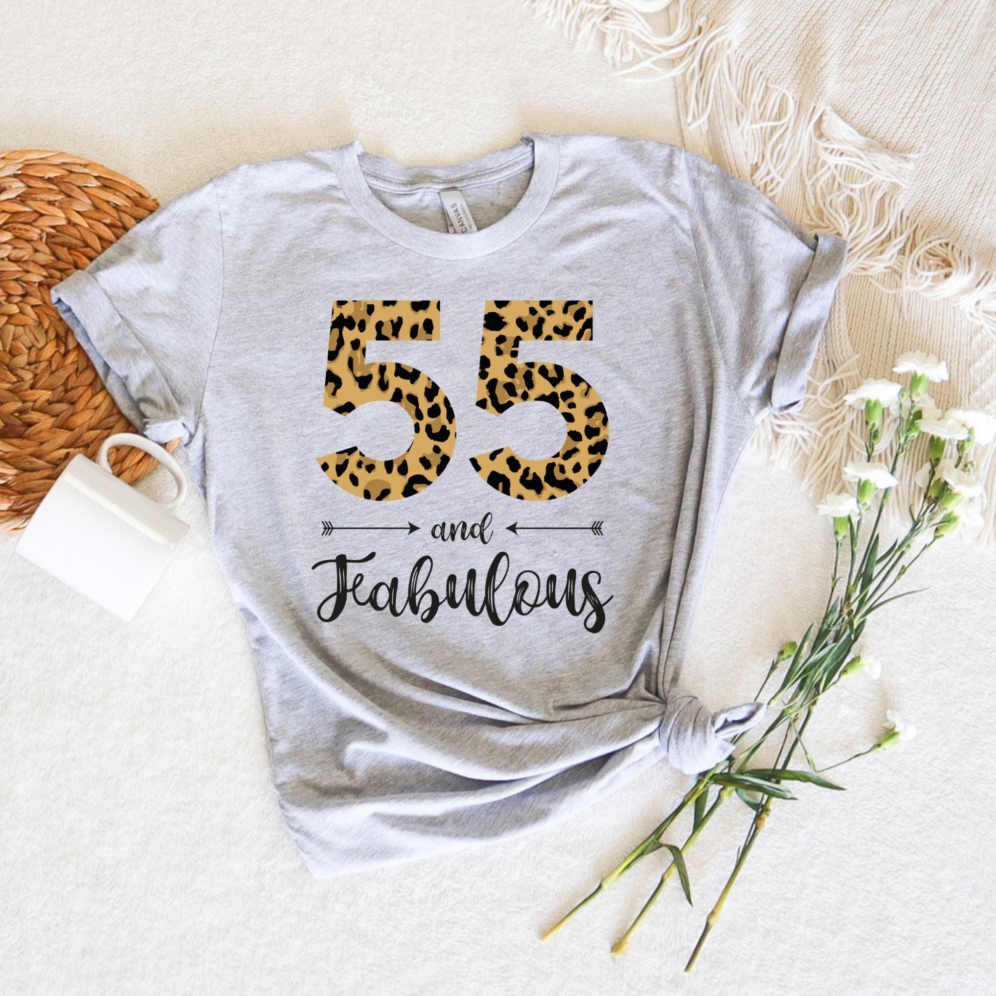 55 and Fabulous Shirt, 55th Birthday Shirt, Leopard 55th Birthday ...