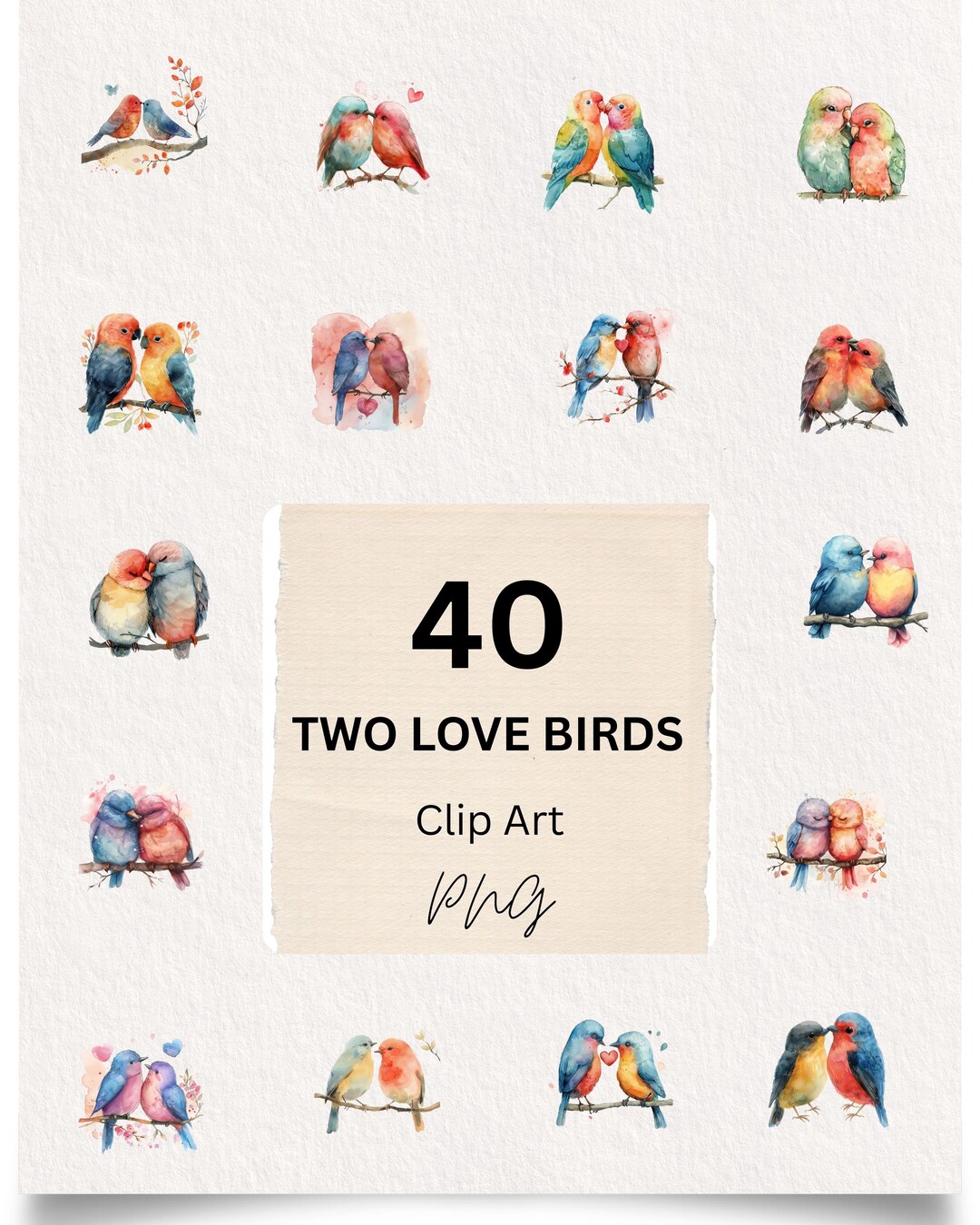 Love Birds Clipart PNG, Bird Couple, Valentine Branch Bundle, Wedding ...