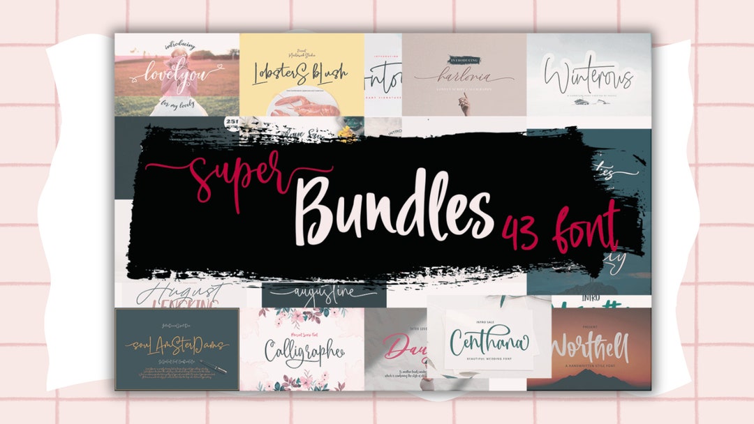 Super All Font Bundle procreate Prints Vintage Canva Fonts Cricut ...
