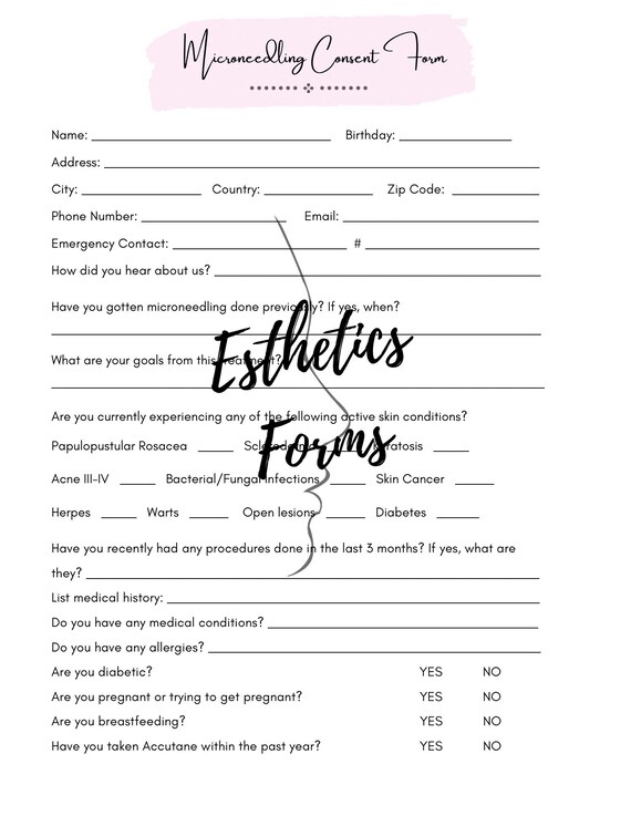 Microneedling Consent Form With After Care Instructions - Etsy