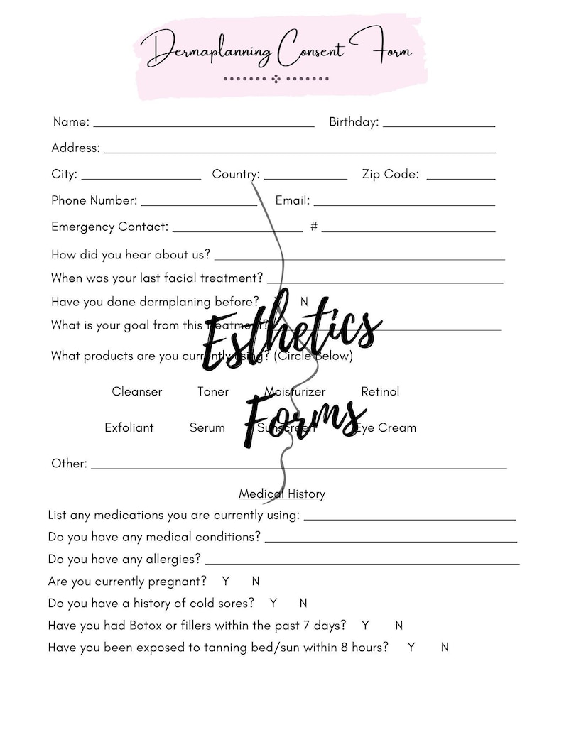 Dermaplaning Consent Form - Etsy