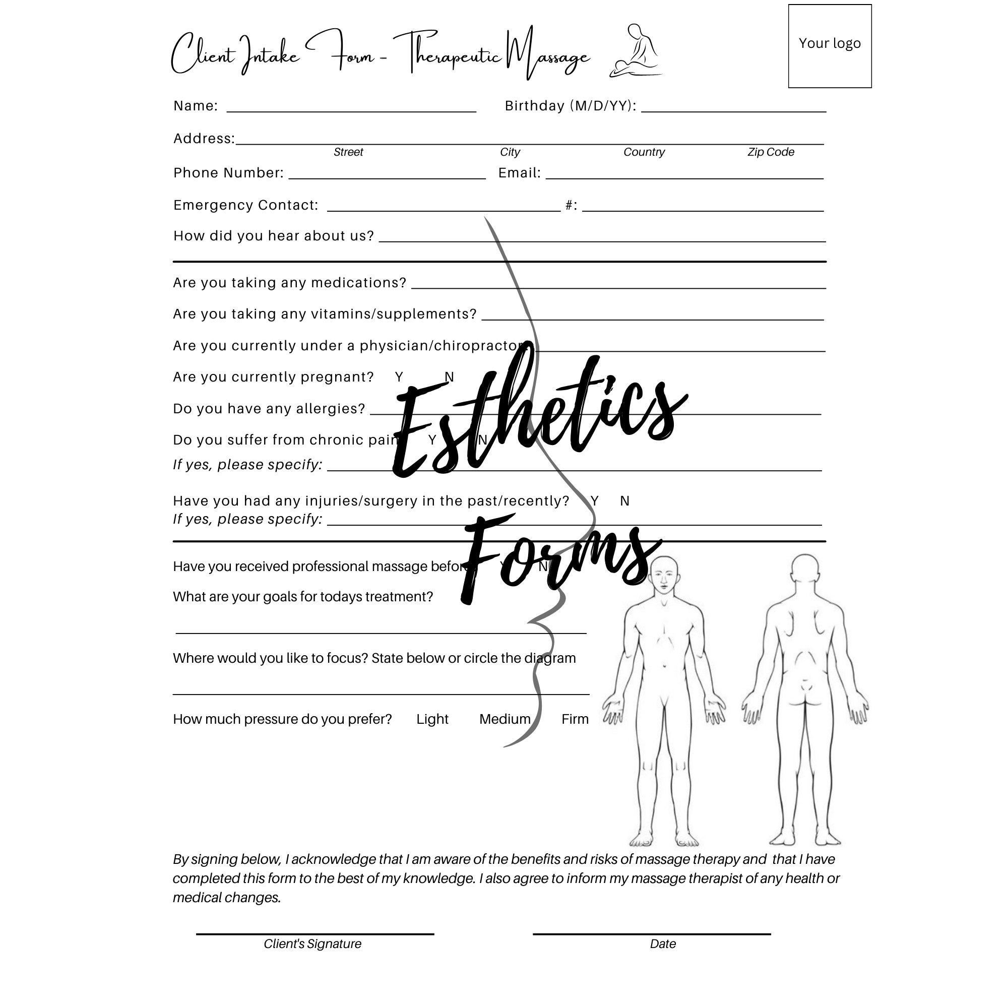 Client Intake Form/soap Note Massage Therapy - Etsy