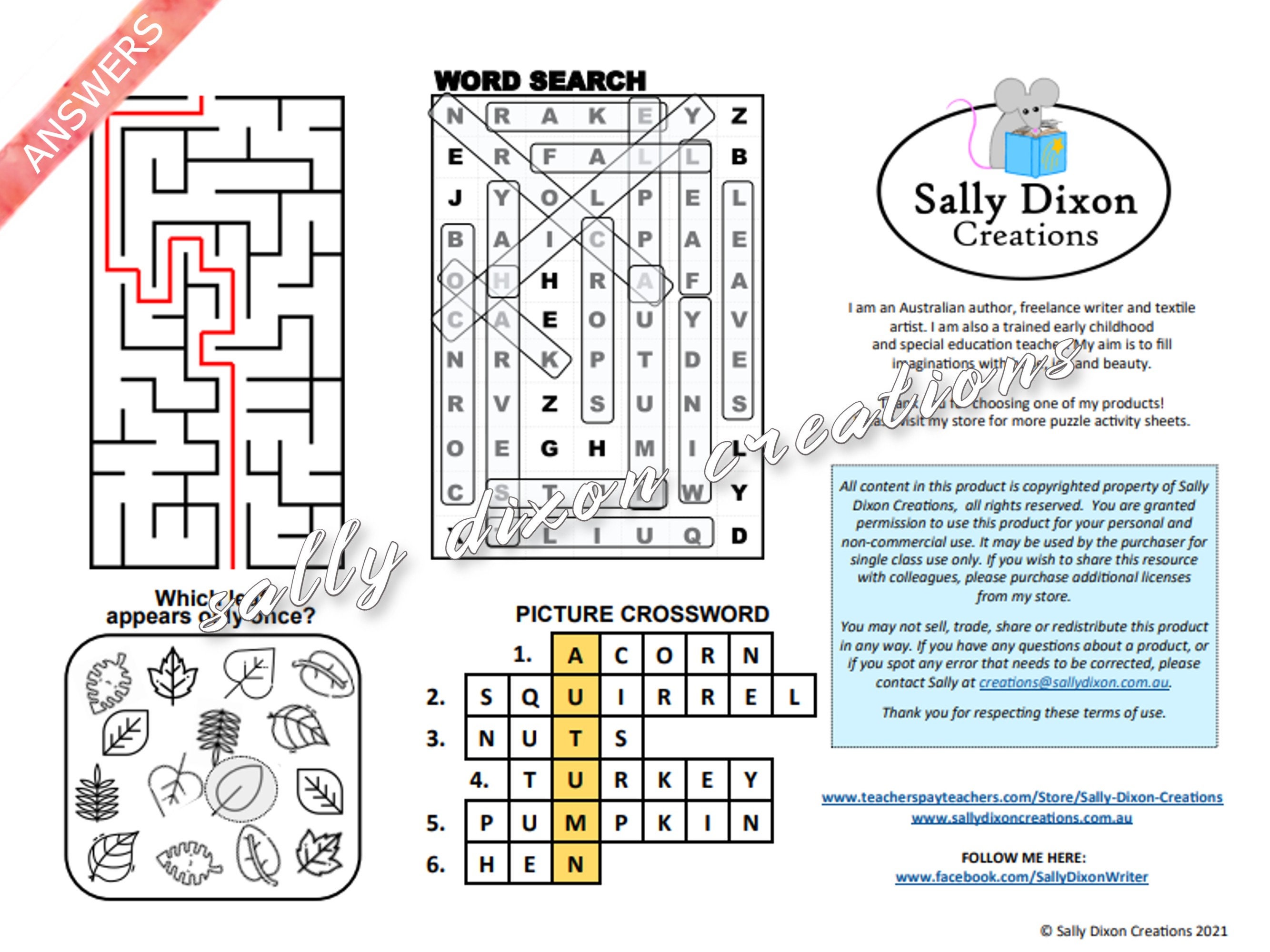 Autumn Puzzle Placemat: Kids Activity Sheet (PDF Digital Download) - Etsy