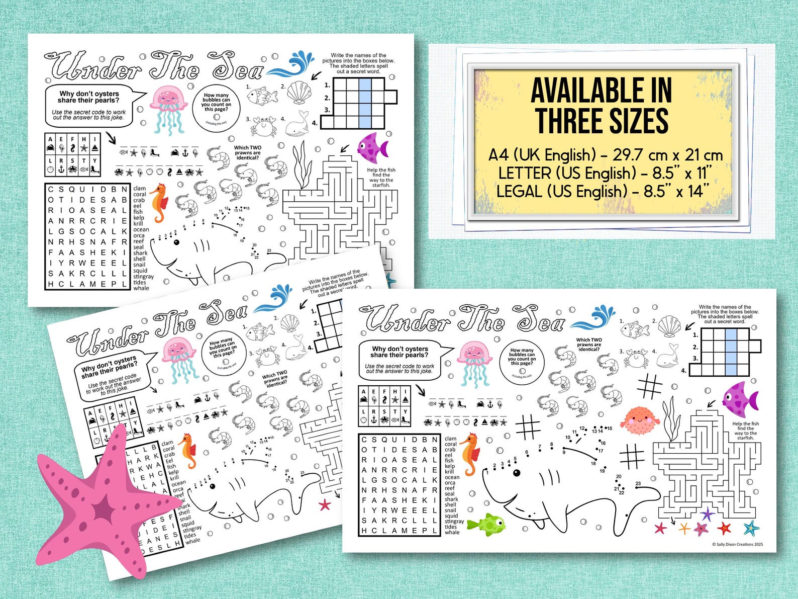Under the Sea Puzzle Place Mat: Printable Kids Activity Sheet (PDF ...