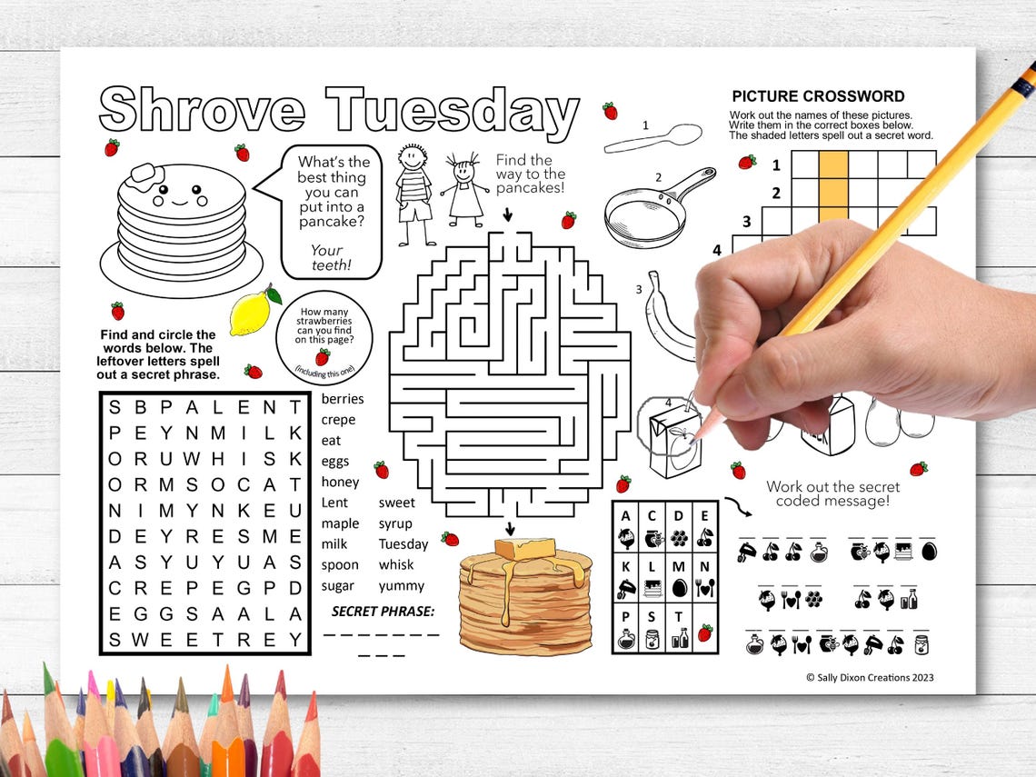 Shrove Tuesday, Pancake Day, Puzzle Sheet, Digital Download, Printable ...