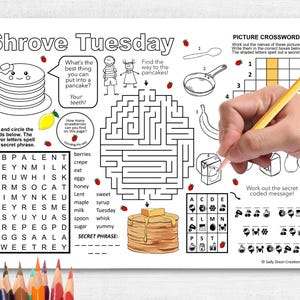 Shrove Tuesday, Pancake Day, Puzzle Sheet, Digital Download, Printable ...