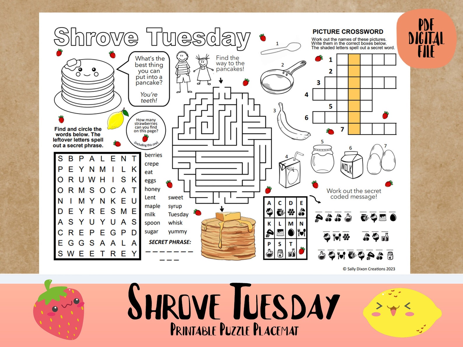Shrove Tuesday, Pancake Day, Puzzle Sheet, Digital Download, Printable ...