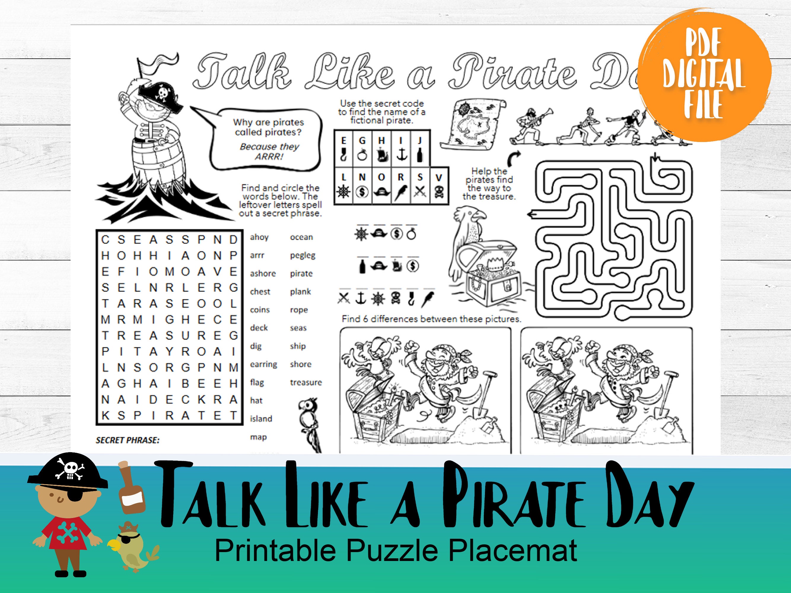 Pirate Puzzles Printable Crossword Puzzle About Pirates For Children