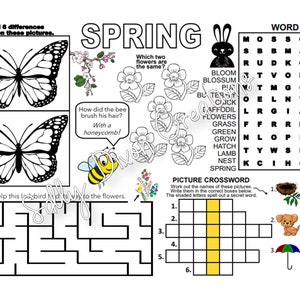 SPRING SEASON, Puzzle Placemat, PDF, Crossword Puzzles, Activity Sheet ...