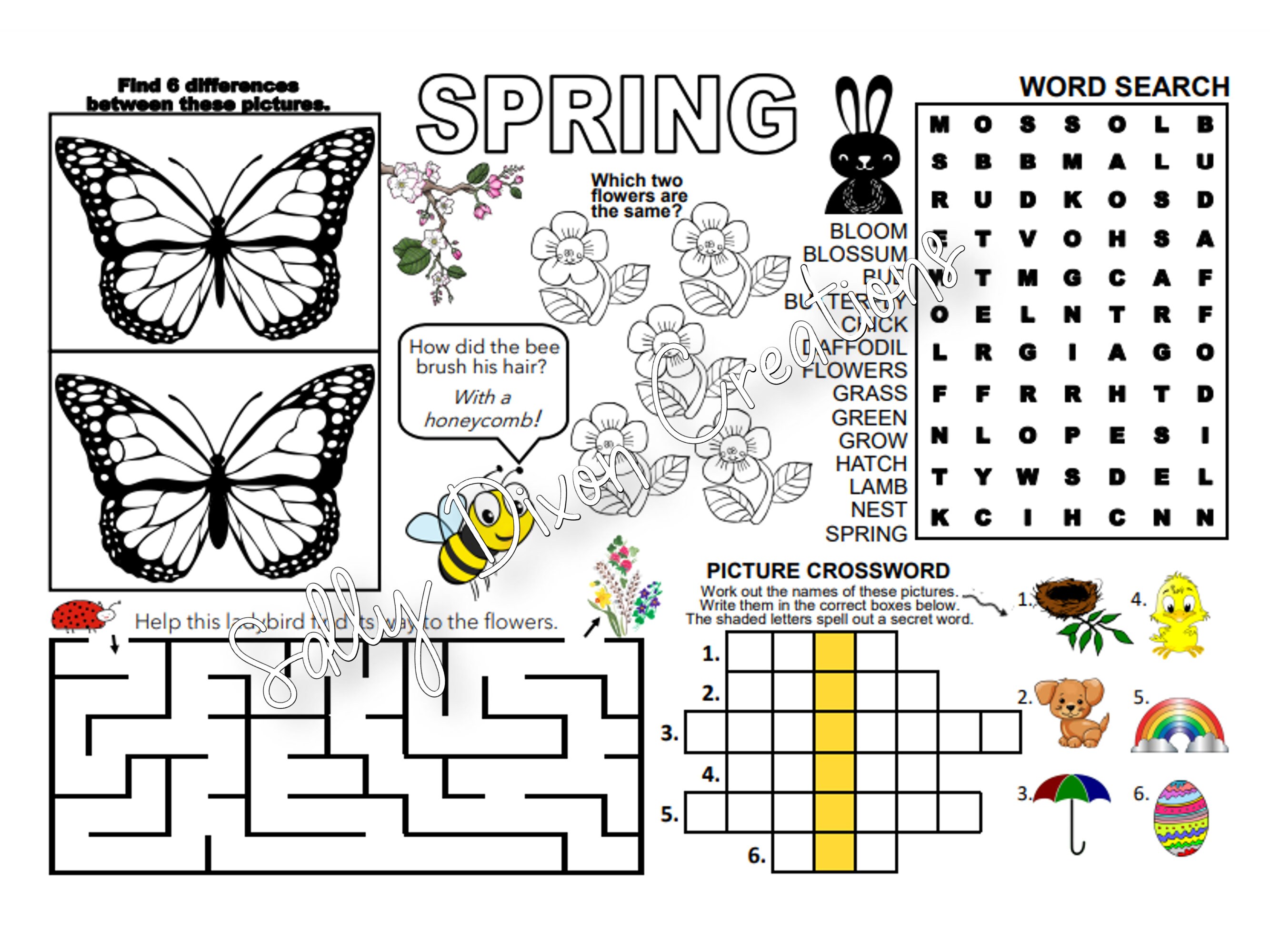 SPRING SEASON, Puzzle Placemat, PDF, Crossword Puzzles, Activity Sheet ...