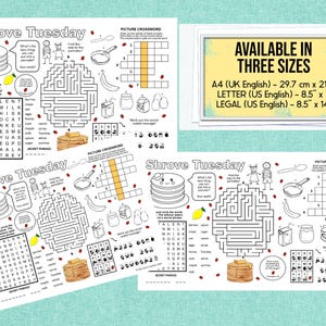 Shrove Tuesday, Pancake Day, Puzzle Sheet, Digital Download, Printable ...
