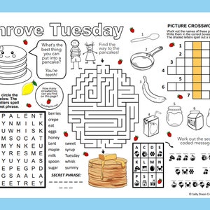 Shrove Tuesday, Pancake Day, Puzzle Sheet, Digital Download, Printable ...