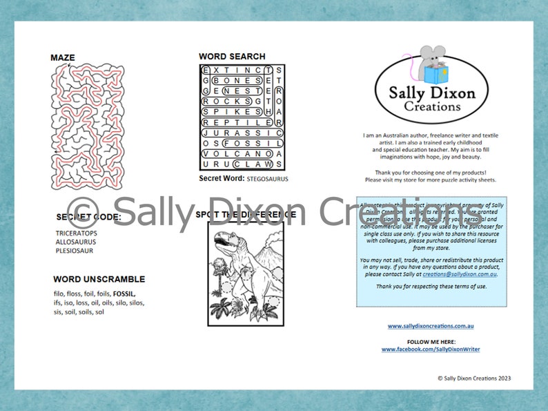 DINOSAURS Printable, Puzzle Place Mat, Crossword Puzzles, Dinosaur ...