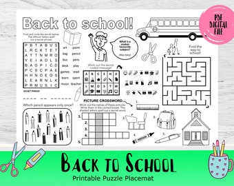 Back to School Puzzle Sheet, Digital Download, Printable Puzzle Sheet ...