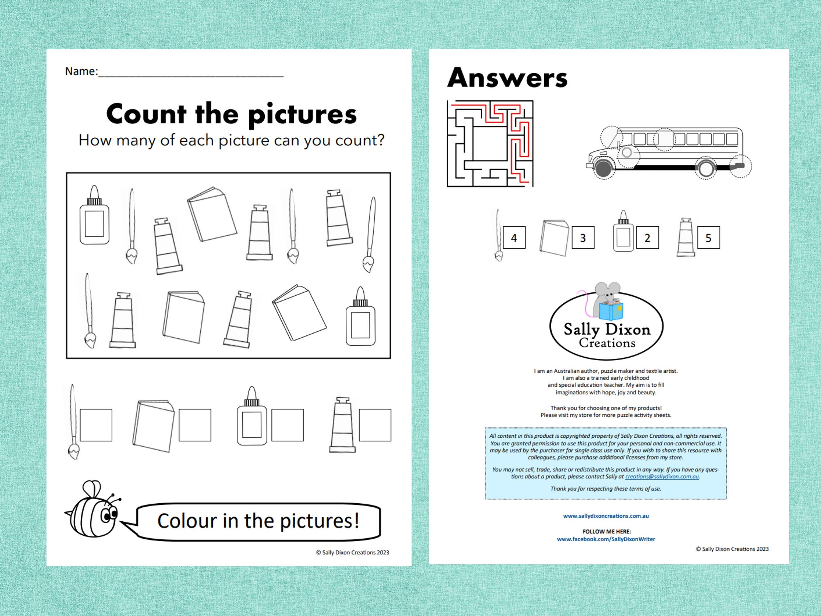 Back to School Puzzle Sheets, Digital Download, Kindergarten Puzzle ...