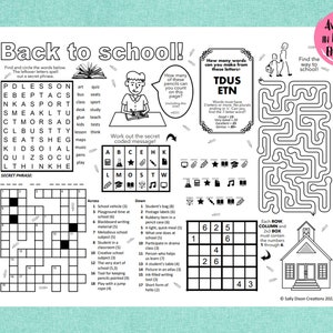 Back to School Puzzle Sheet, Digital Download, Printable Puzzle Sheet ...