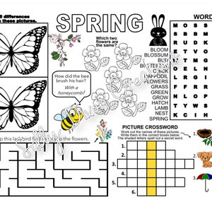 SPRING SEASON, Puzzle Placemat, PDF, Crossword Puzzles, Activity Sheet ...
