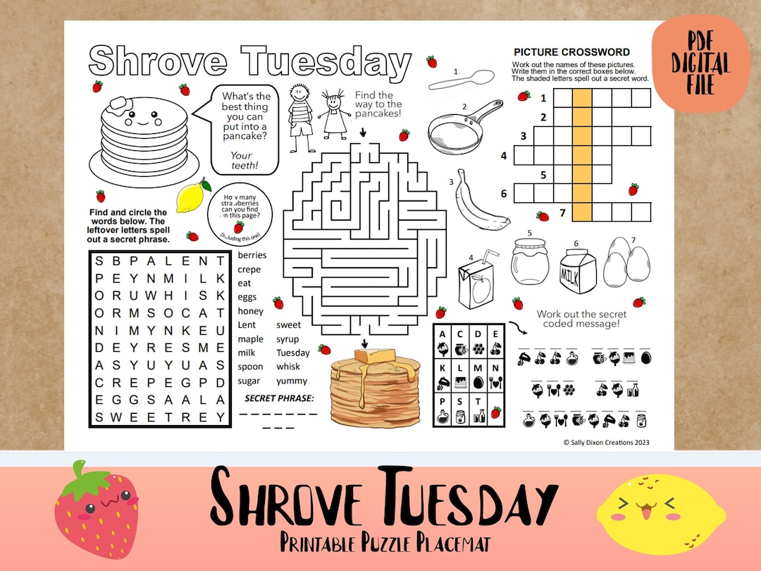 Pancake Day Printable Puzzle Sheet - Shrove Tuesday PDF Activity Sheet ...