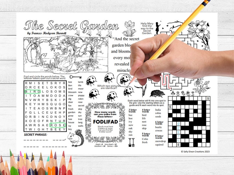 The Secret Garden Puzzle Place Mat: Children's Activity Sheet (PDF ...