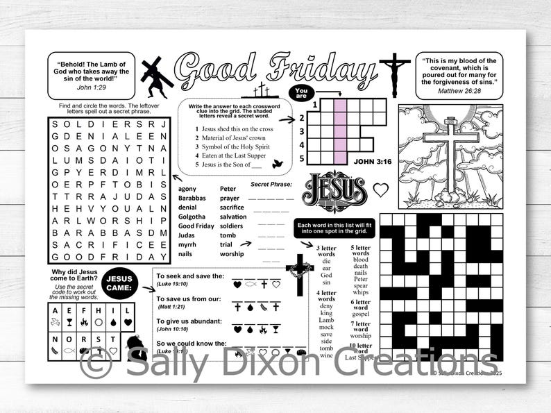 Good Friday Puzzle Placemat: Christian Activity Sheet (PDF Digital ...