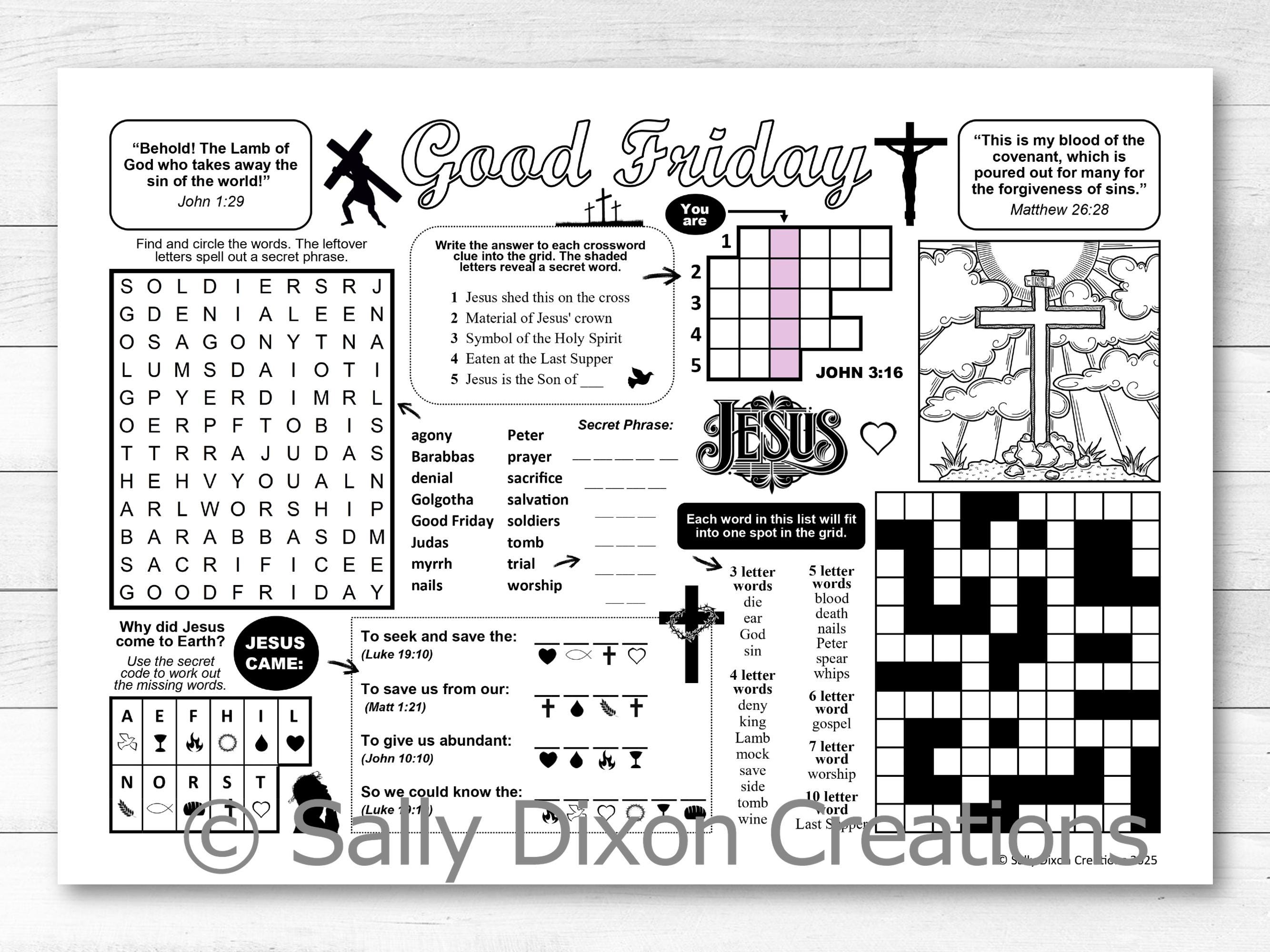Good Friday Puzzle Placemat: Christian Activity Sheet (PDF Digital ...