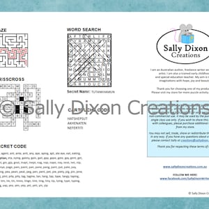 ANCIENT EGYPT Printable, Puzzle Place Mat, Crossword Puzzles, Egyptian ...