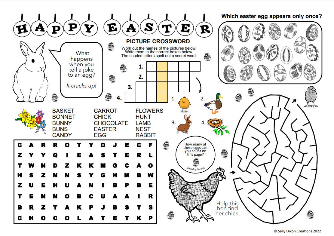 Easter, Puzzle Sheet, Digital Download, Printable Puzzle Sheet, PDF ...