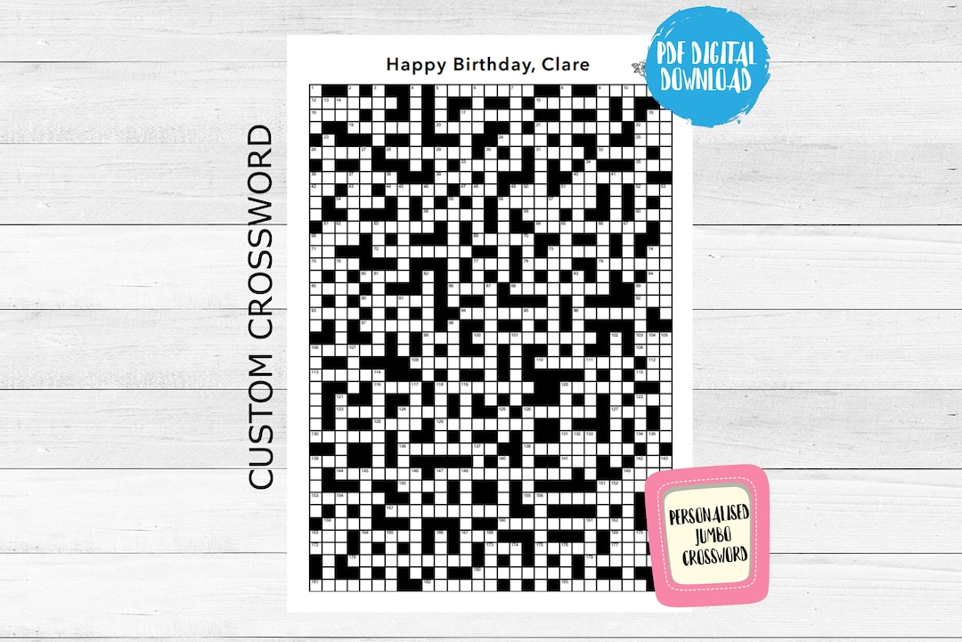 Personalized Jumbo Crossword Puzzle: Custom Printable Birthday Gift ...