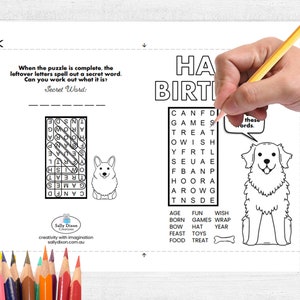 WORD SEARCH Colouring Cards, Happy Birthday Card, PDF Digital Download ...
