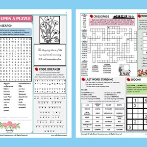 ANZAC DAY, Puzzle Sheets, Printable Activity Sheet, PDF File, Crossword ...