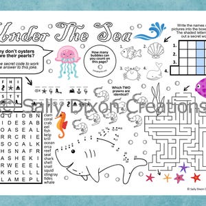 Under the Sea Puzzle Place Mat: Printable Kids Activity Sheet (PDF ...