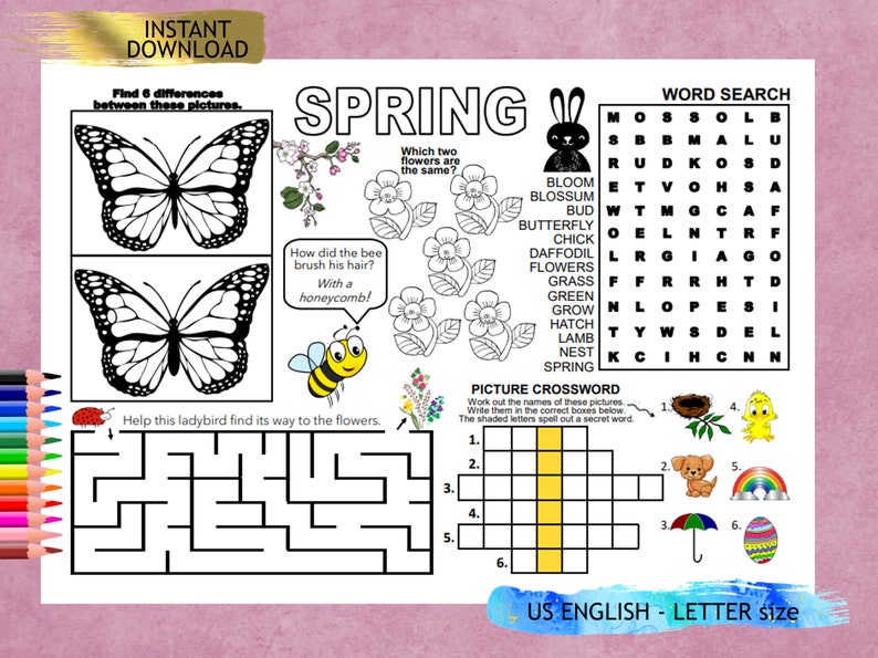 SPRING SEASON, Puzzle Placemat, PDF, Crossword Puzzles, Activity Sheet ...