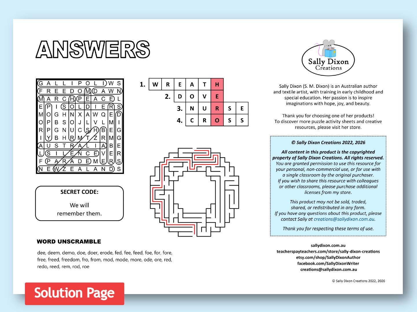 ANZAC Day Puzzle Placemat – Printable Activity Sheet PDF, Kids’ Puzzles ...