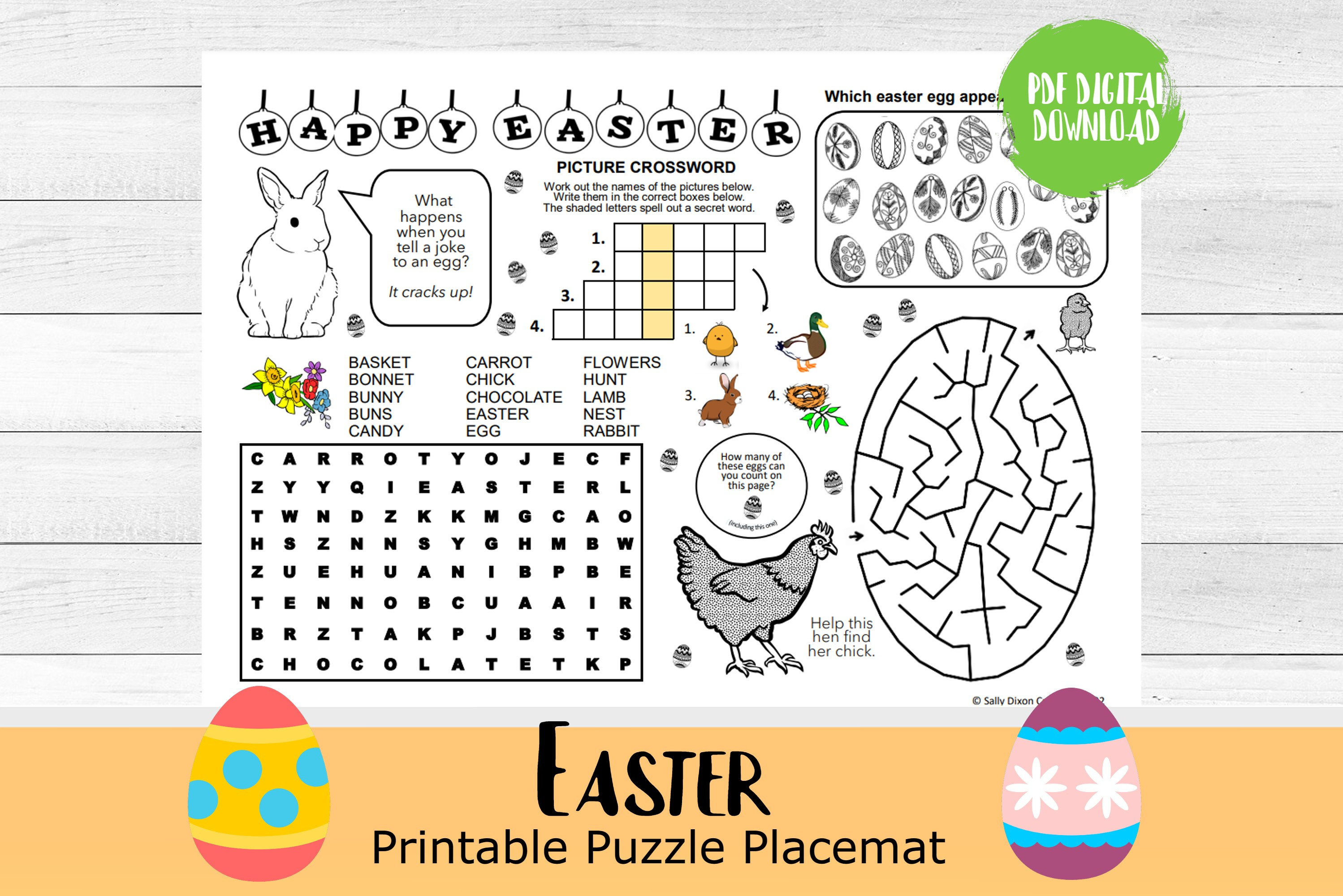 Easter, Puzzle Sheet, Digital Download, Printable Puzzle Sheet, PDF ...