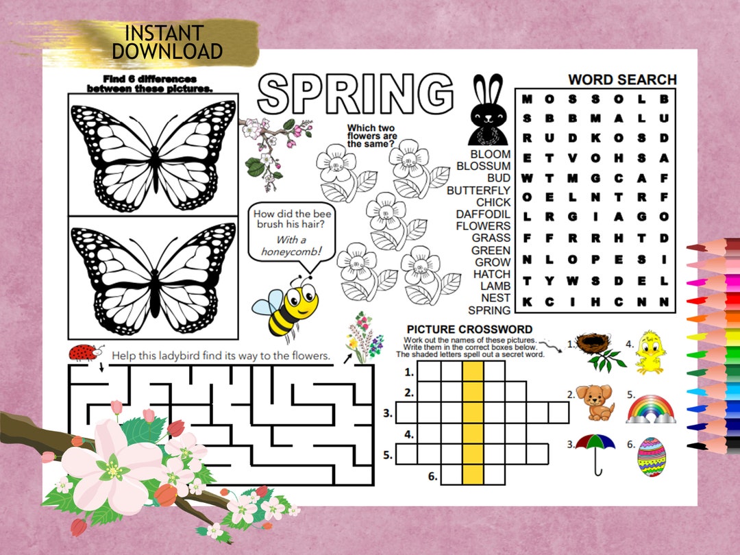 SPRING SEASON, Puzzle Placemat, PDF, Crossword Puzzles, Activity Sheet ...