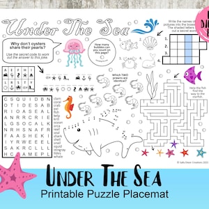Under the Sea Puzzle Place Mat: Printable Kids Activity Sheet (PDF ...