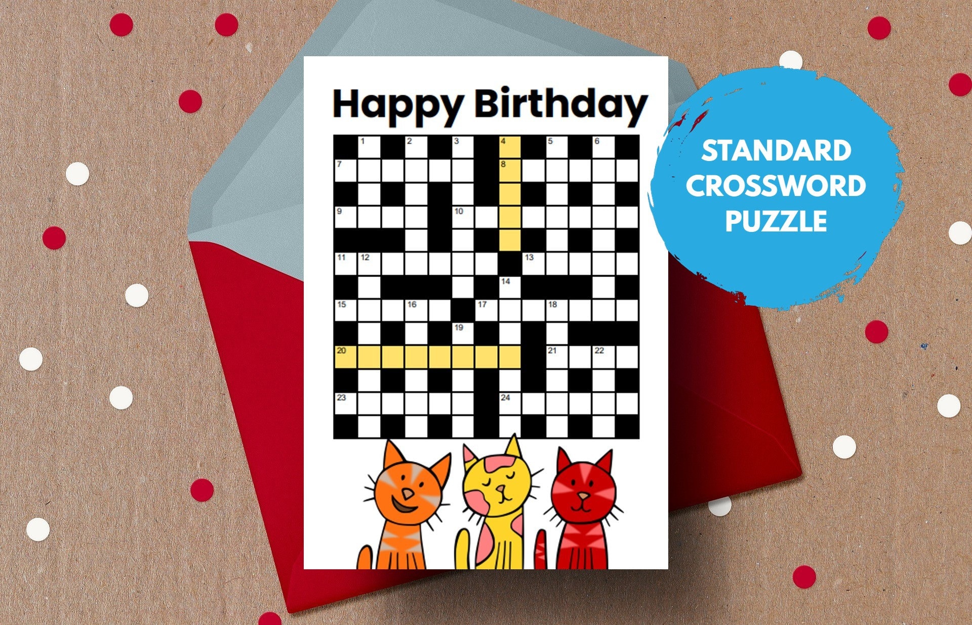 CROSSWORD Printable Card, Happy Birthday Card, PDF Digital Download ...