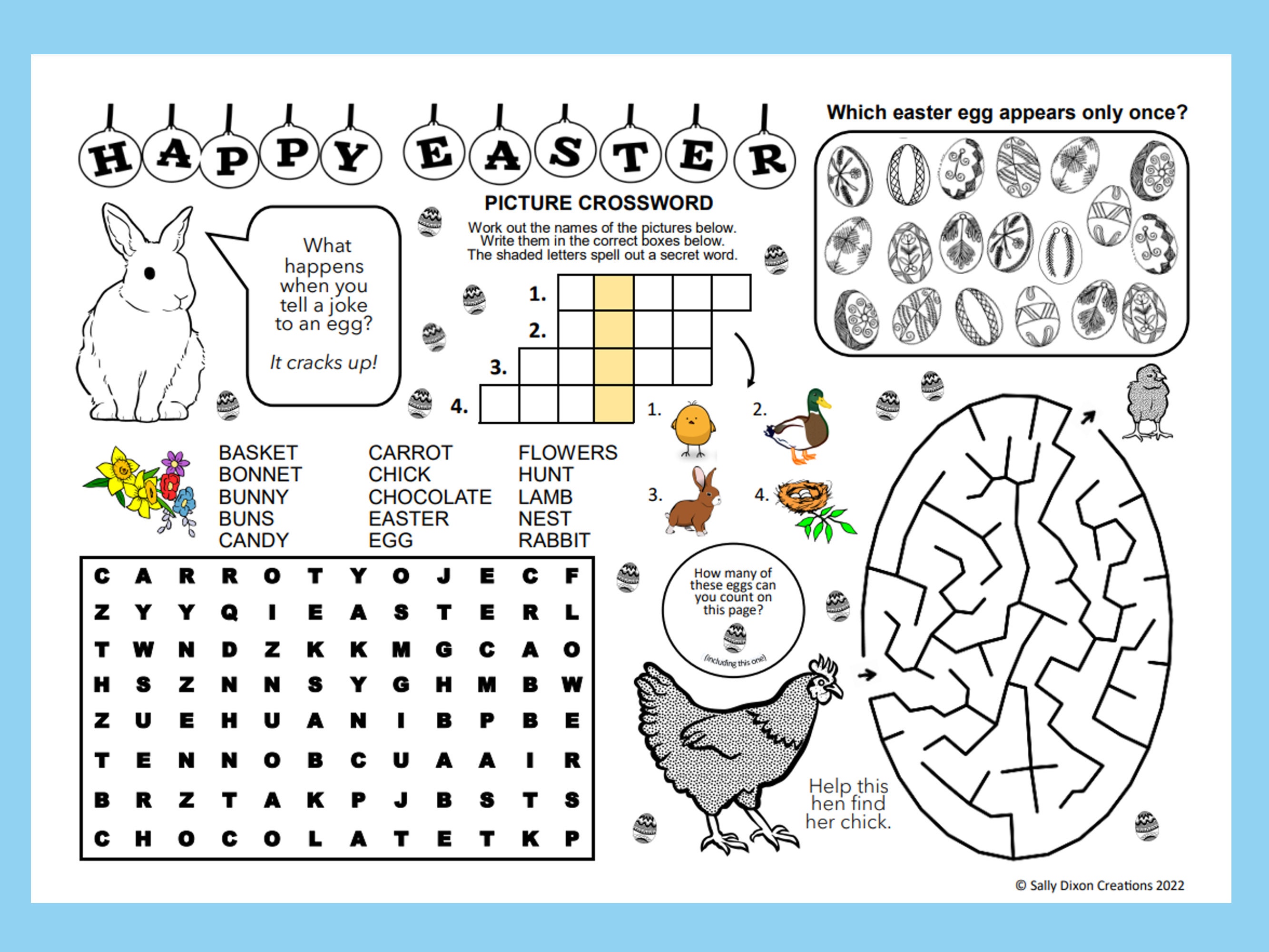 Easter, Puzzle Sheet, Digital Download, Printable Puzzle Sheet, PDF ...