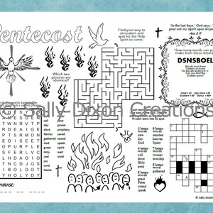 Pentecost Puzzle Placemat: Christian Activity Sheet (PDF Digital ...