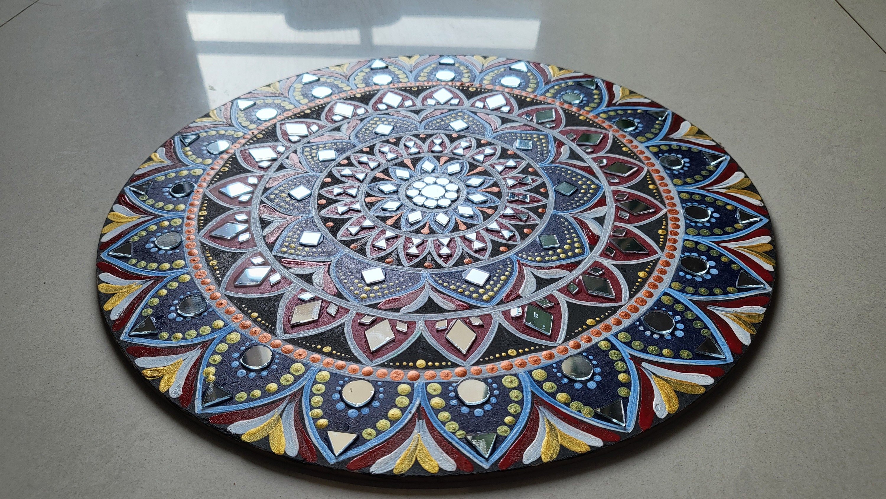 Mandala Art With Mirror Work - Etsy