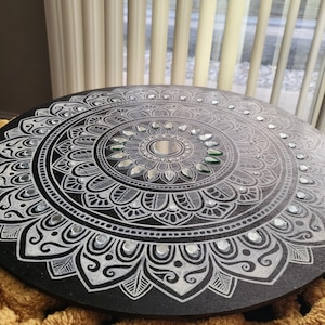 Mandala Art With Mirror Work on Wooden Canvas - Etsy